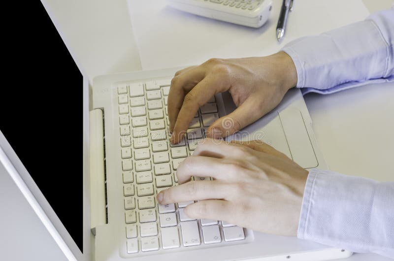 Close-up of Female Hands on Laptop. Stock Image - Image of detail ...
