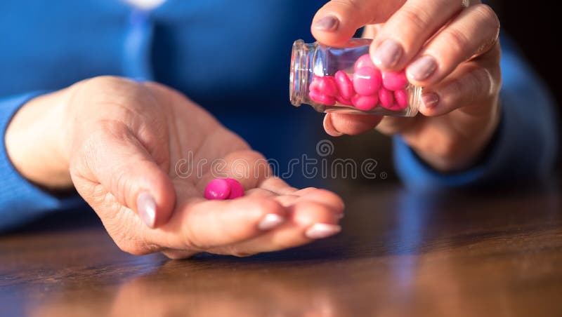 Female Hands Taking Medication Stock Image - Image of care, treatment ...