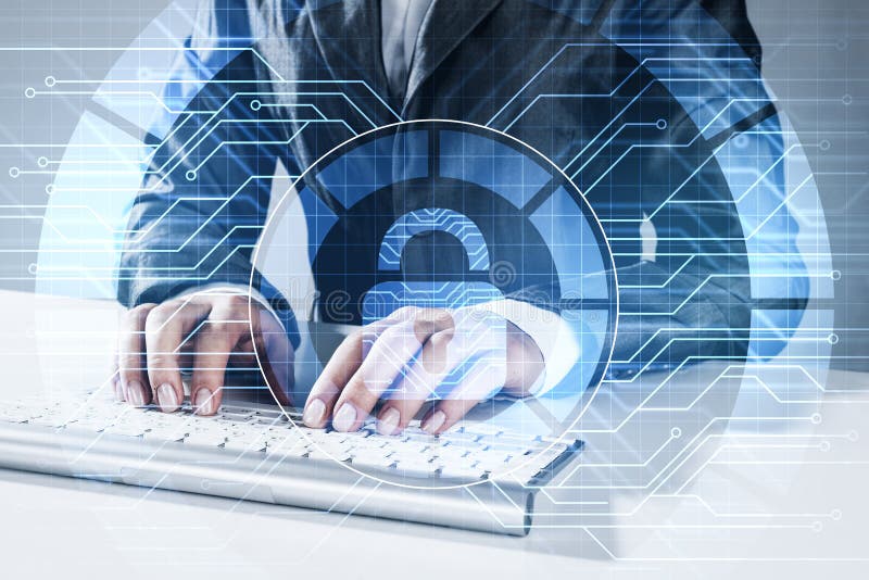 Internet Security Concept with Woman Typing Password on Keyboard Stock ...