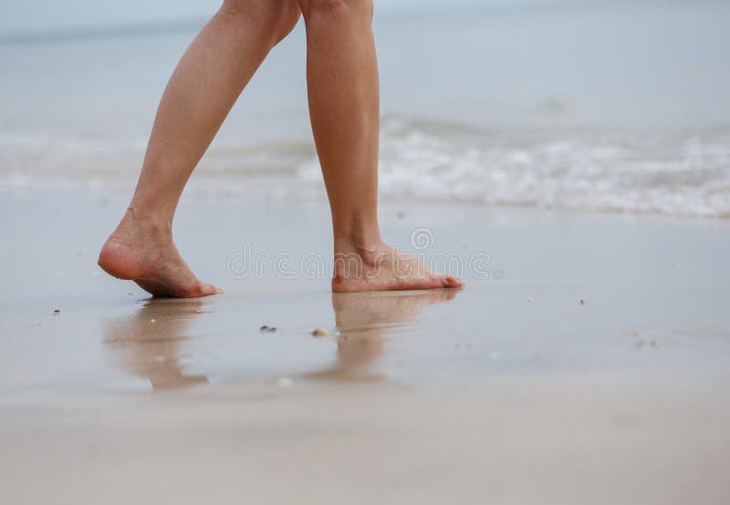 Close Up of Female Legs Walking on Beach Stock Photo - Image of nature ...