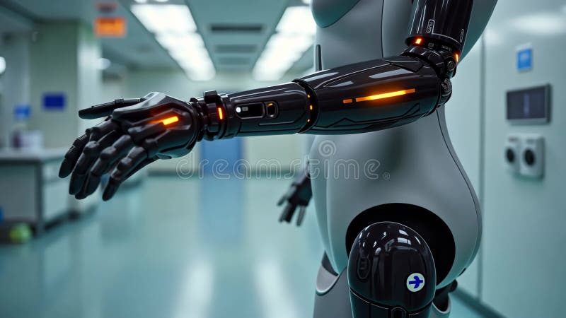 Futuristic Female Robot in a Modern Laboratory Setting Stock Footage ...