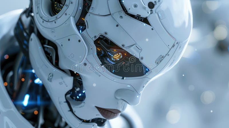 A Close Up of a Female Robot S Face Stock Illustration - Illustration ...