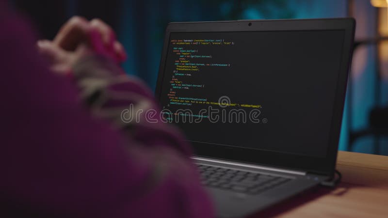 Woman Using Laptop for Programming Stock Footage - Video of freelancer ...