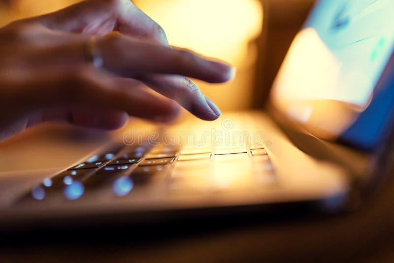 Close Up on Female Touching the Computer. Stock Photo - Image of button ...