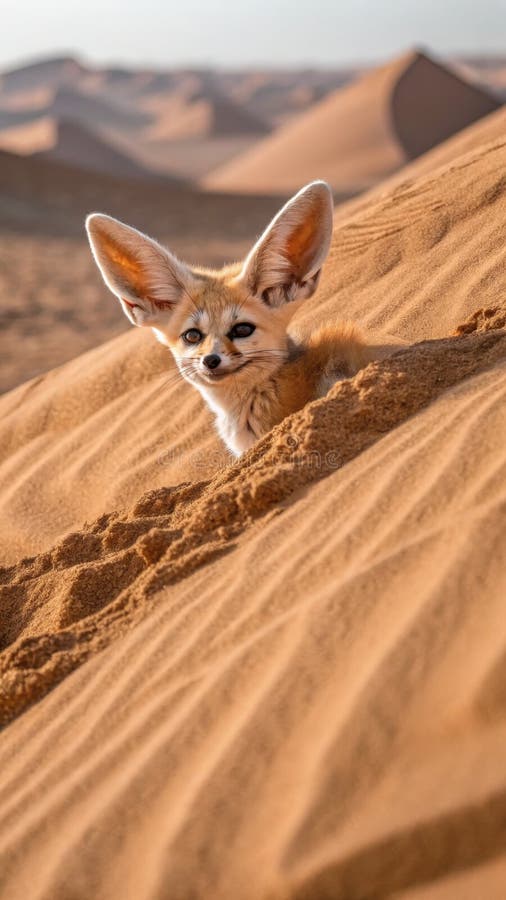 Fennec Fox with Large Ears in Desert Environment AI Stock Photo - Image ...