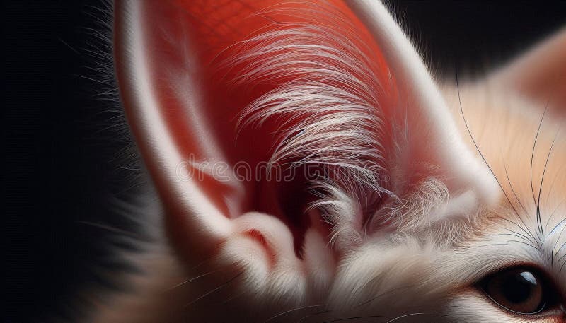 Close-Up of a Fennec Fox’s Ear Stock Illustration - Illustration of ...