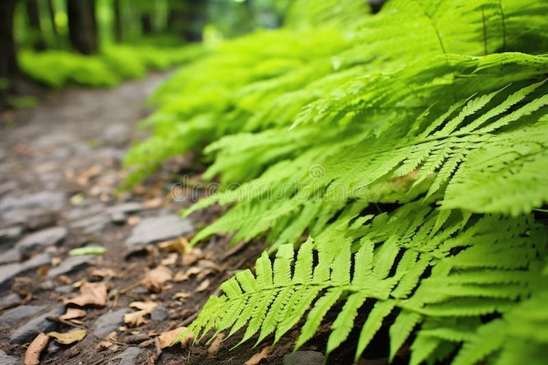 Close-up of Fern Leaves Growing beside a Trail Stock Illustration ...