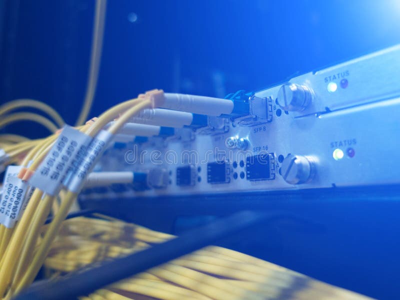 Close Up Fiber Optic in Server Room , Network Cables Installed in the ...