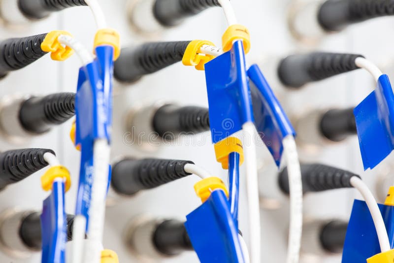 Close Up Fiber Optic in Server Room , Network Cables Installed in the ...