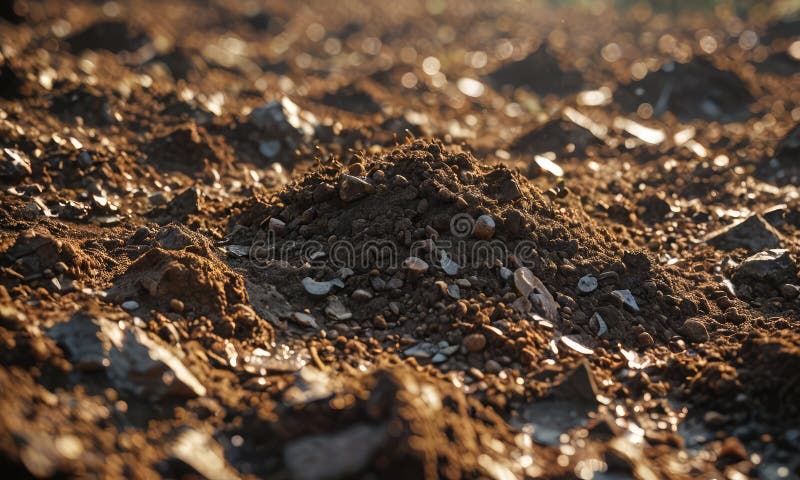 A Close Up of a Field of Dirt with Rocks in it. Stock Illustration ...