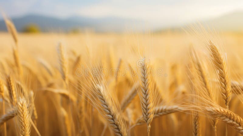 A Close Up of a Field Full of Ripe Wheat, AI Stock Image - Image of ...