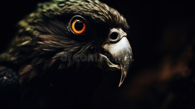 Close-up of a Fierce Bird of Prey with Piercing Orange Eyes Stock ...