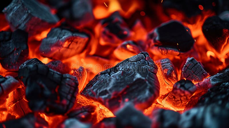 Close Up of a Fiery Coal Fire. Stock Image - Image of combustion ...