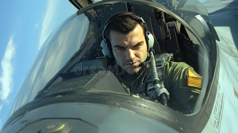 Close-up of Fighter Pilot in Cockpit during Flight Operation Stock ...