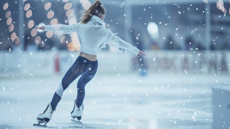 Close Up of Figure Skater Doing Tricks on Ice, Figure Skater in Action ...