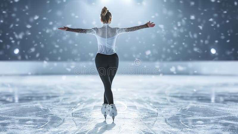 Close Up of Figure Skater Doing Tricks on Ice, Figure Skater in Action ...