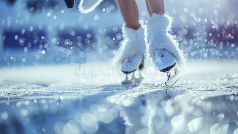 Close Up of Figure Skater Doing Tricks on Ice, Figure Skater in Action ...