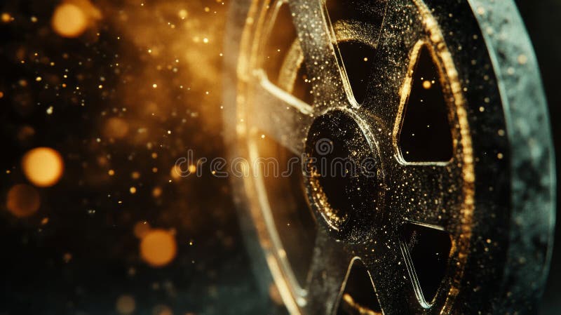Close-up of a Film Reel with Glittering Dust Particles Stock ...