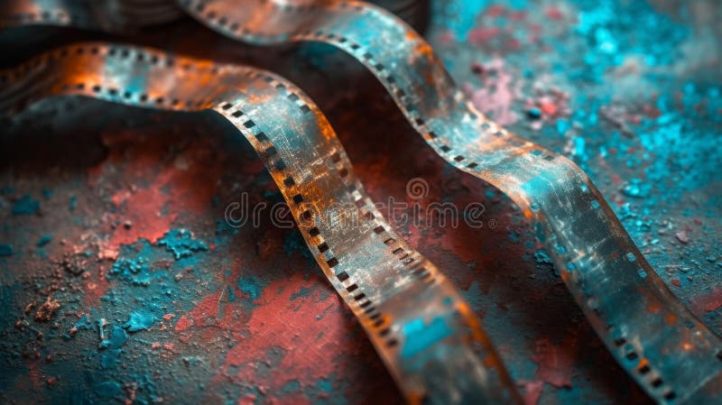 Close Up of Film Strip on Table Stock Illustration - Illustration of ...