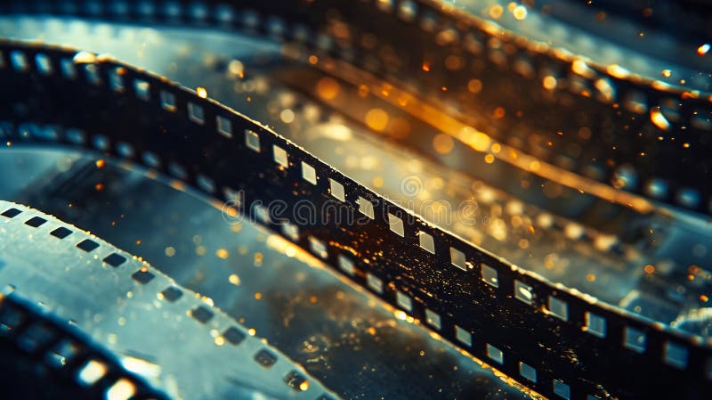 A Close Up of Film Strips with Light Shining through Stock Image ...
