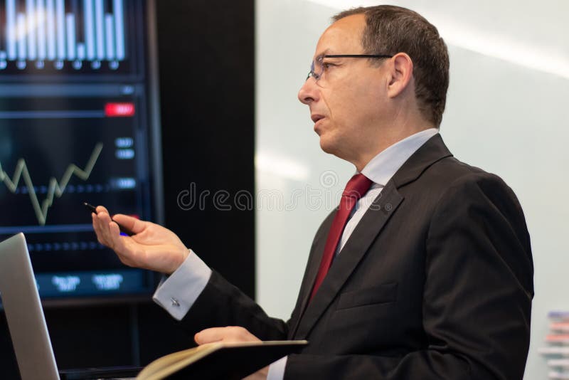Close-up of Financial Analyst Analyzing Graphs Stock Photo - Image of ...