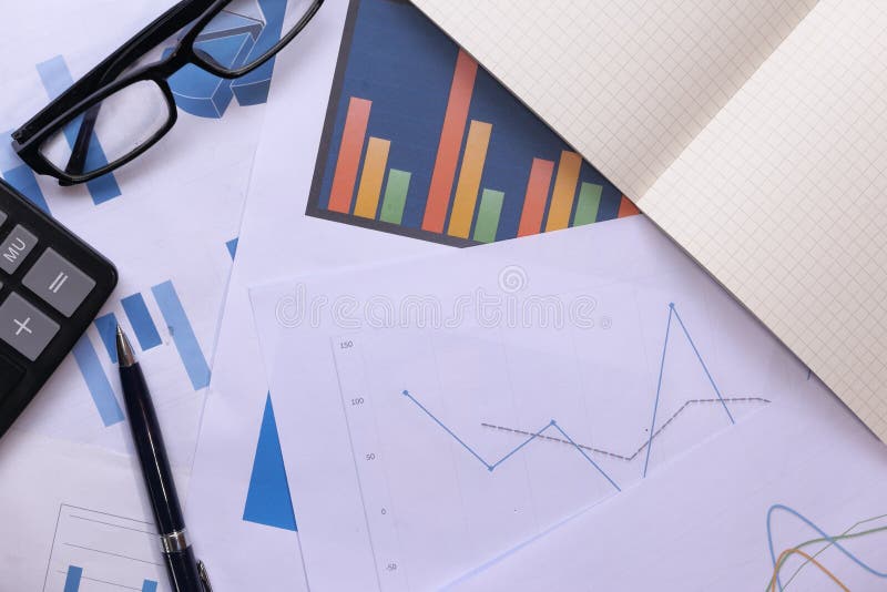 Close Up of Financial Chart and Graph on Paper. Stock Image - Image of ...