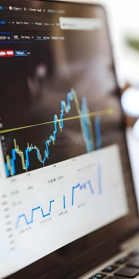 Close-up of Financial Chart on Laptop Screen Stock Illustration ...