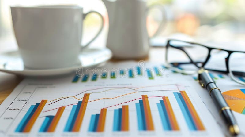 Close-up of Financial Graphs and Pens on a Business Meeting Table Stock ...