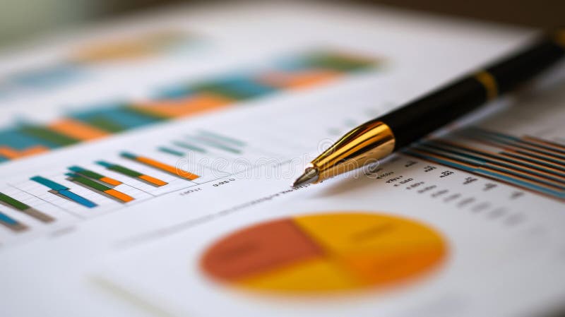 Close-up of Financial Report with Pen, Charts and Graphs Showing ...