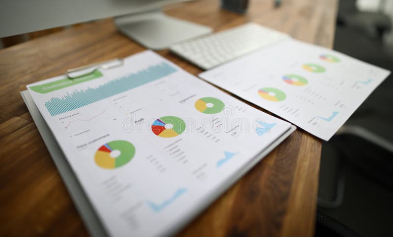 Close-up of Financial Statement Lying on Wooden Table. Stock Image ...