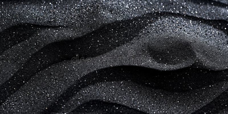 Close-up of Fine Black Sand Texture Showcasing Natural Patterns and ...
