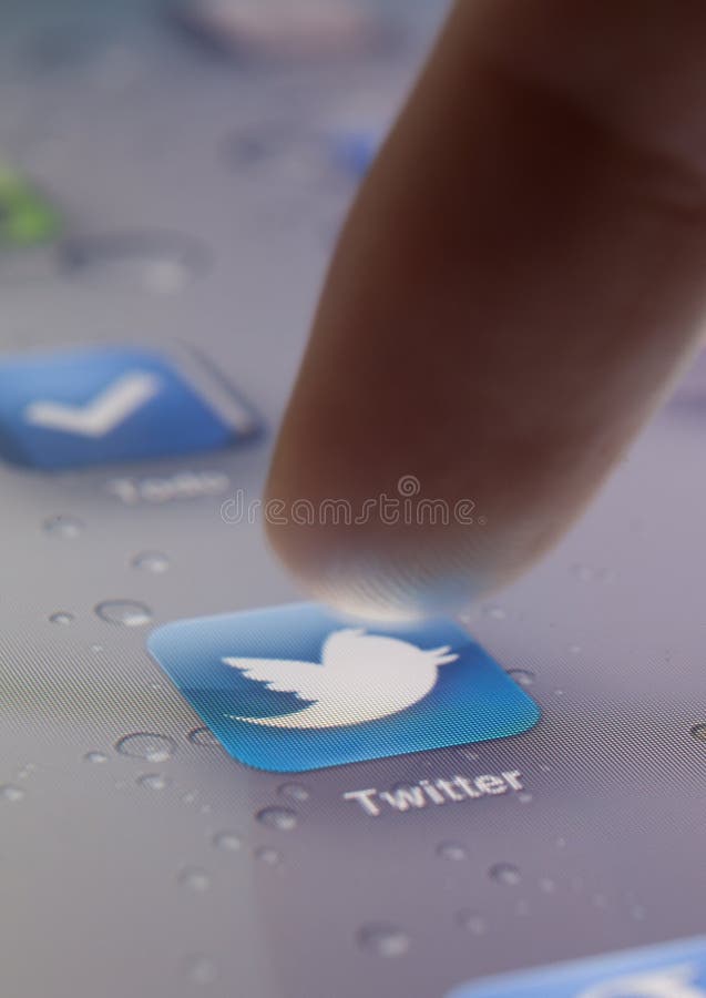 Blue Keyboard Twitter Bird Key, Social Networks Background Editorial ...