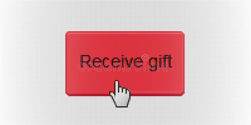 Close-Up Finger Cursor Pointing Red Button Receive Gift Stock Vector ...