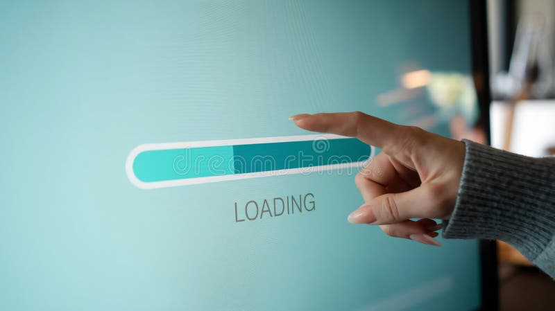 Loading Bar on Screen Progress Technology Finger Digital Interface AI ...
