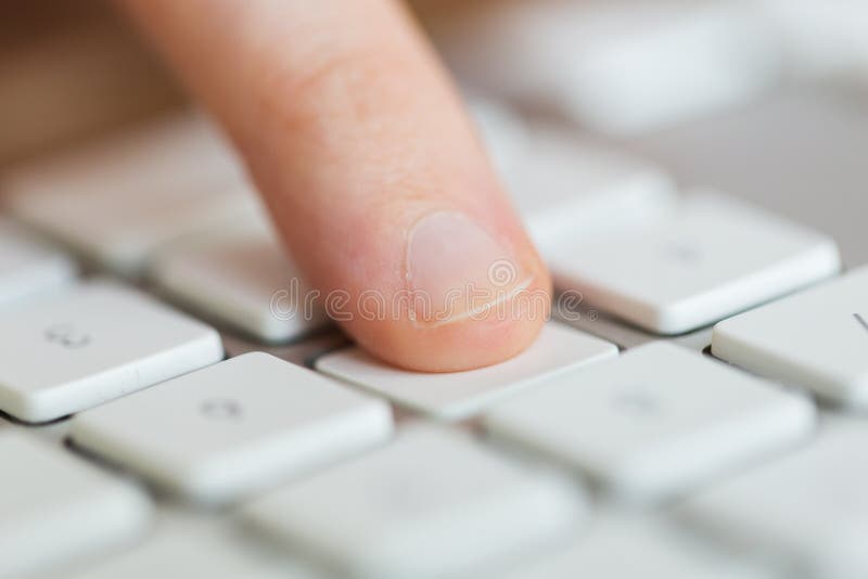 Close Up of Finger Pressing Button on Keyboard Stock Image - Image of ...