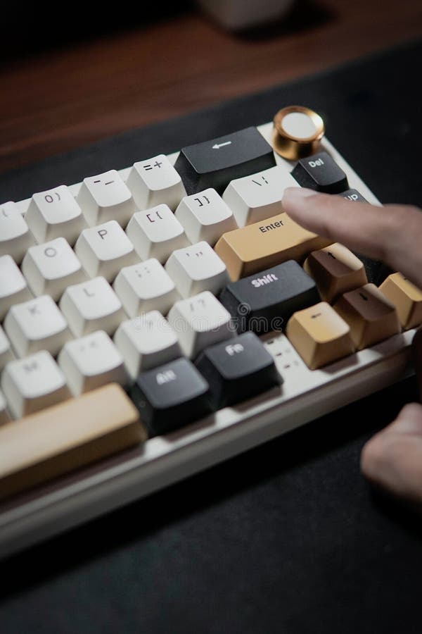 Close-up Finger Pressing Enter Key on a Modern Mechanical Keyboard ...