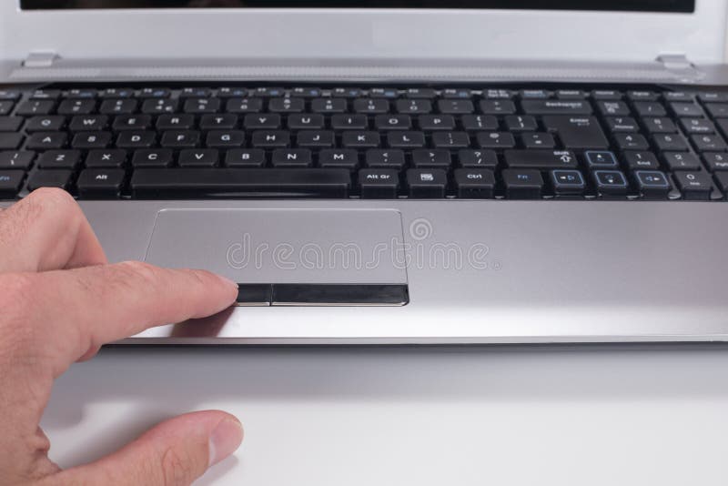 Close Up of Finger Pressing Laptop Mouse Button Stock Photo - Image of ...