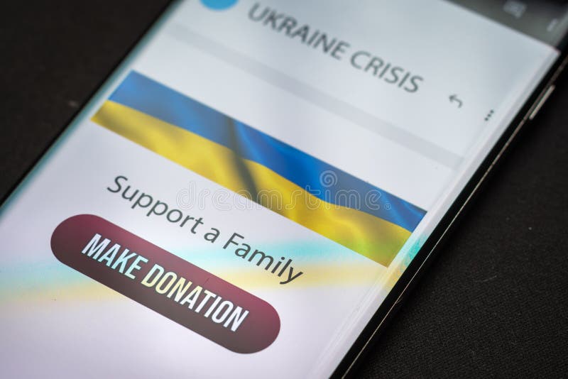 Close-up Finger Pressing Make Donation Button on Smartphone Screen ...