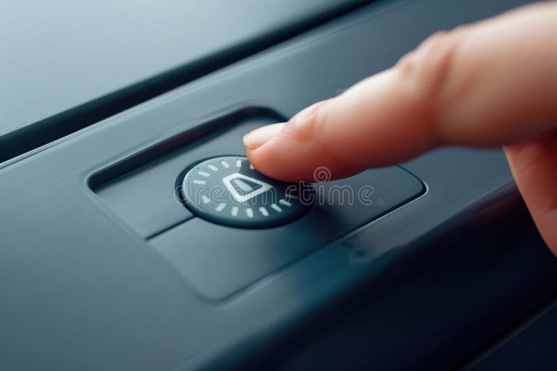 Close-up of Finger Pressing Power Button on Document Shredder for ...