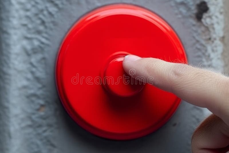 Close-up of a Finger Pressing the Red Button Stock Illustration ...
