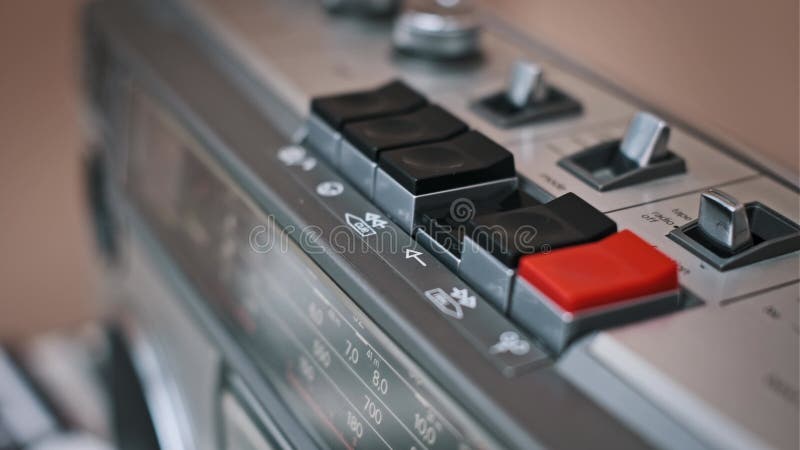 Pressing Play Button on Vintage Cassette Deck Stock Footage - Video of ...