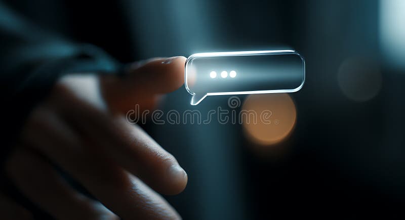 Close Up of Finger Tapping Glowing Speech Bubble for Instant ...