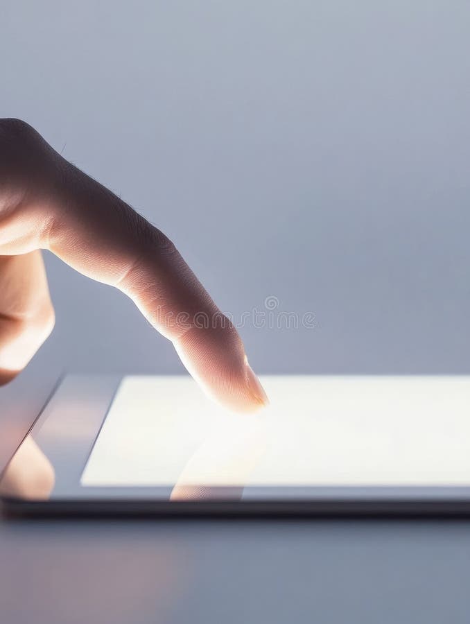 Close Up of Finger Touching Digital Tablet Screen for Modern Technology ...