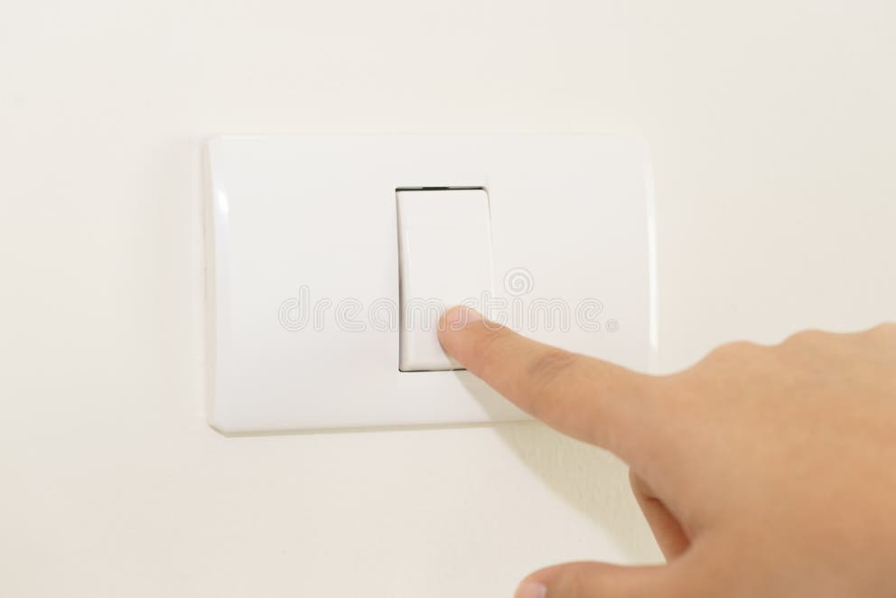 Close Up of Finger Turning Off on Light Switch on Wall Stock Image ...