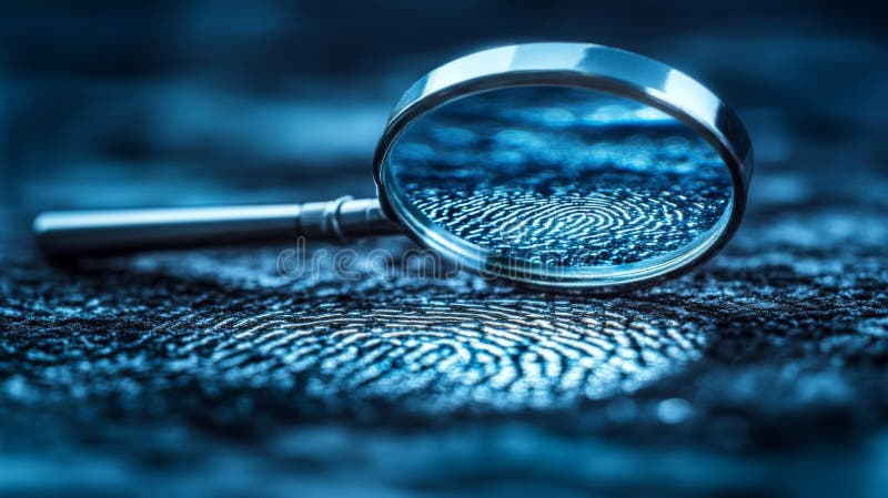 Close Up of Fingerprint Examined with Magnifying Glass Stock ...