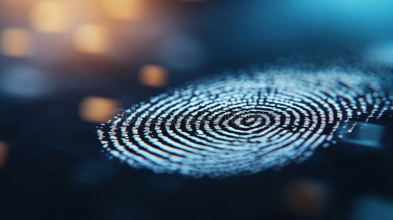 Fingerprint Illuminated with Blue and Orange Light, Symbolizing ...
