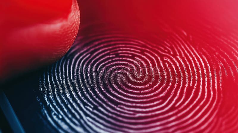 Close-up of Fingerprint on Red Surface Stock Illustration ...