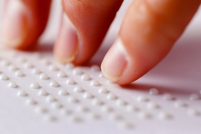 Close-up Fingers Reading Braille Dots Text High Quality Image Stock ...