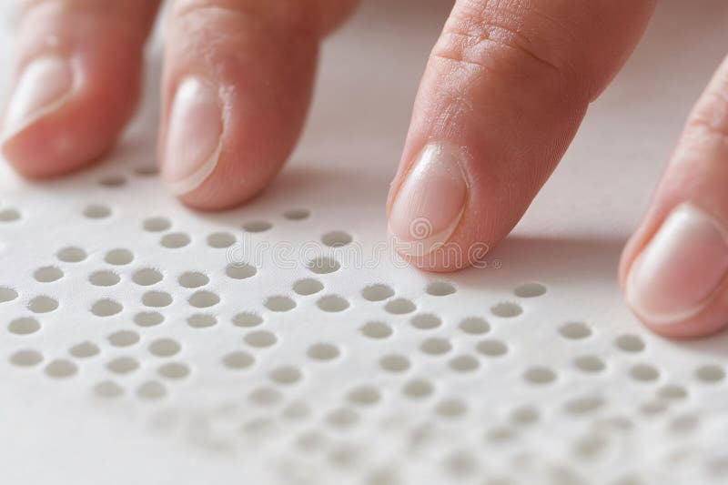 Close-up Fingers Reading Braille Dots Texture High Quality Image Stock ...