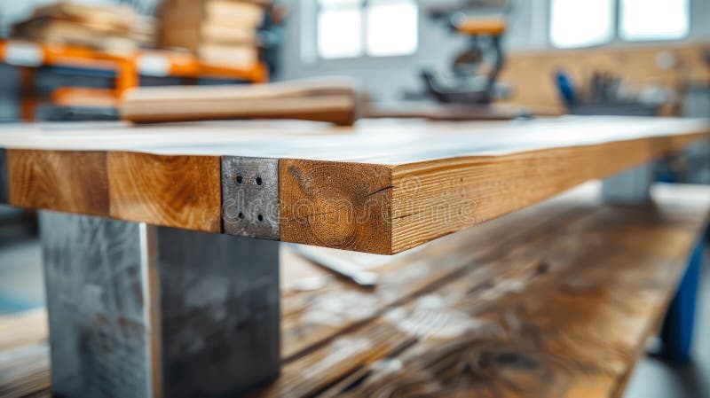 Close-up of a Finished Wooden Table in a Workshop Stock Photo - Image ...